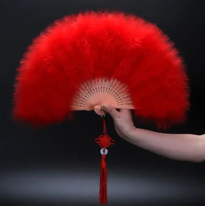 Ретро веер из полиэстера Красный, 3