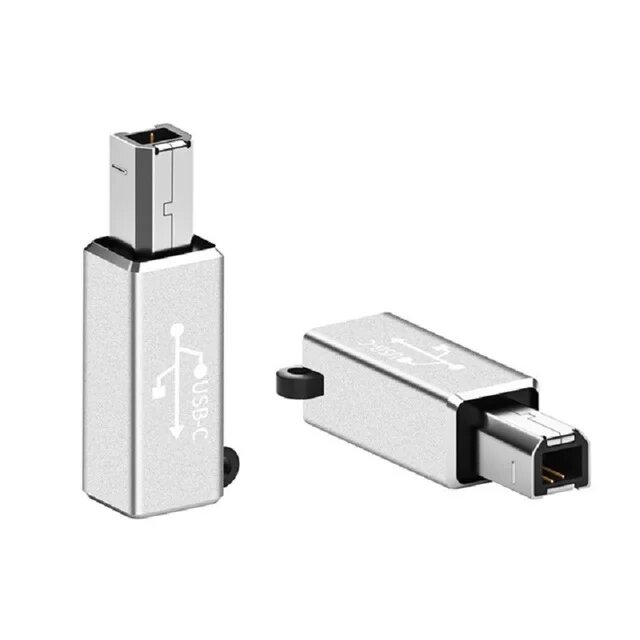 Адаптер USB типа C «мама» на USB B «папа» для сканера, принтера, конвертера, адаптера A-Silver
