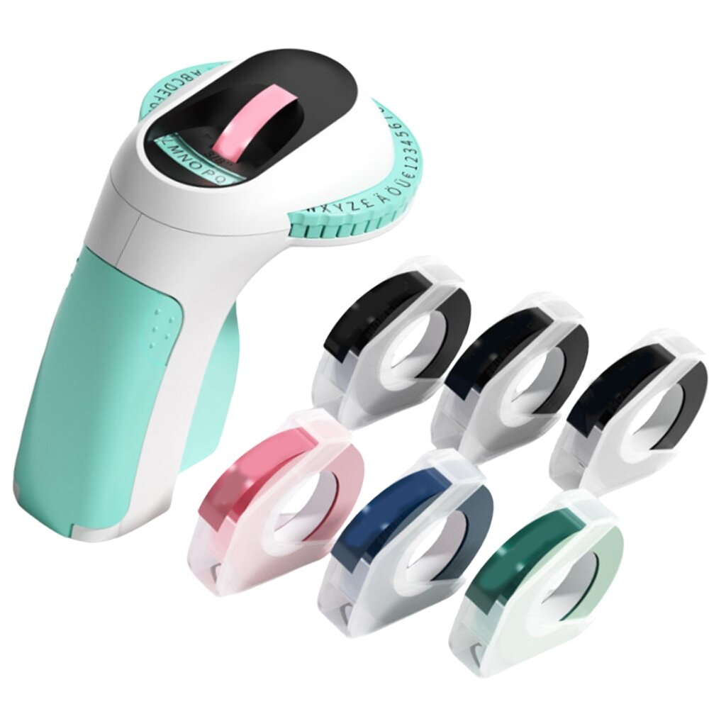 Модный портативный ленточный принтер этикеток E975, 6 рулонов-зеленый