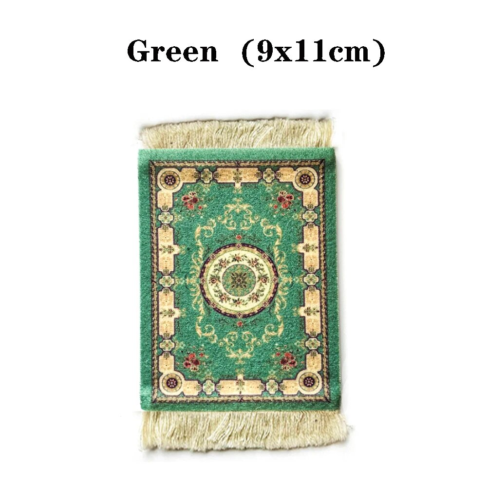 Мини-ковер тканевый квадратный Изумрудный, Green