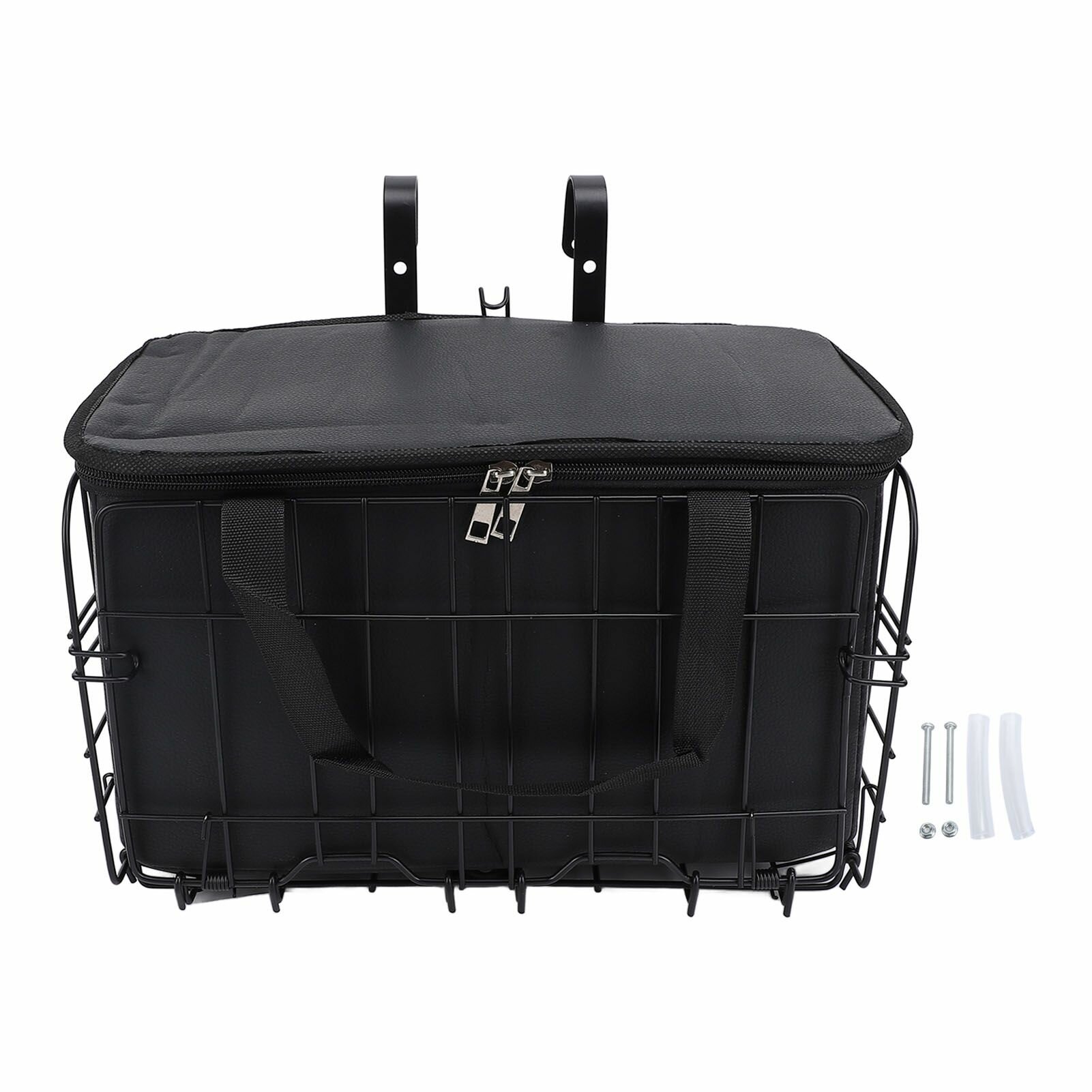 Корзина для велосипеда спереди со съемным вкладышем, большая железная корзина для горного велосипеда для перевозки домашних животных, фруктов, продуктов, черного цвета