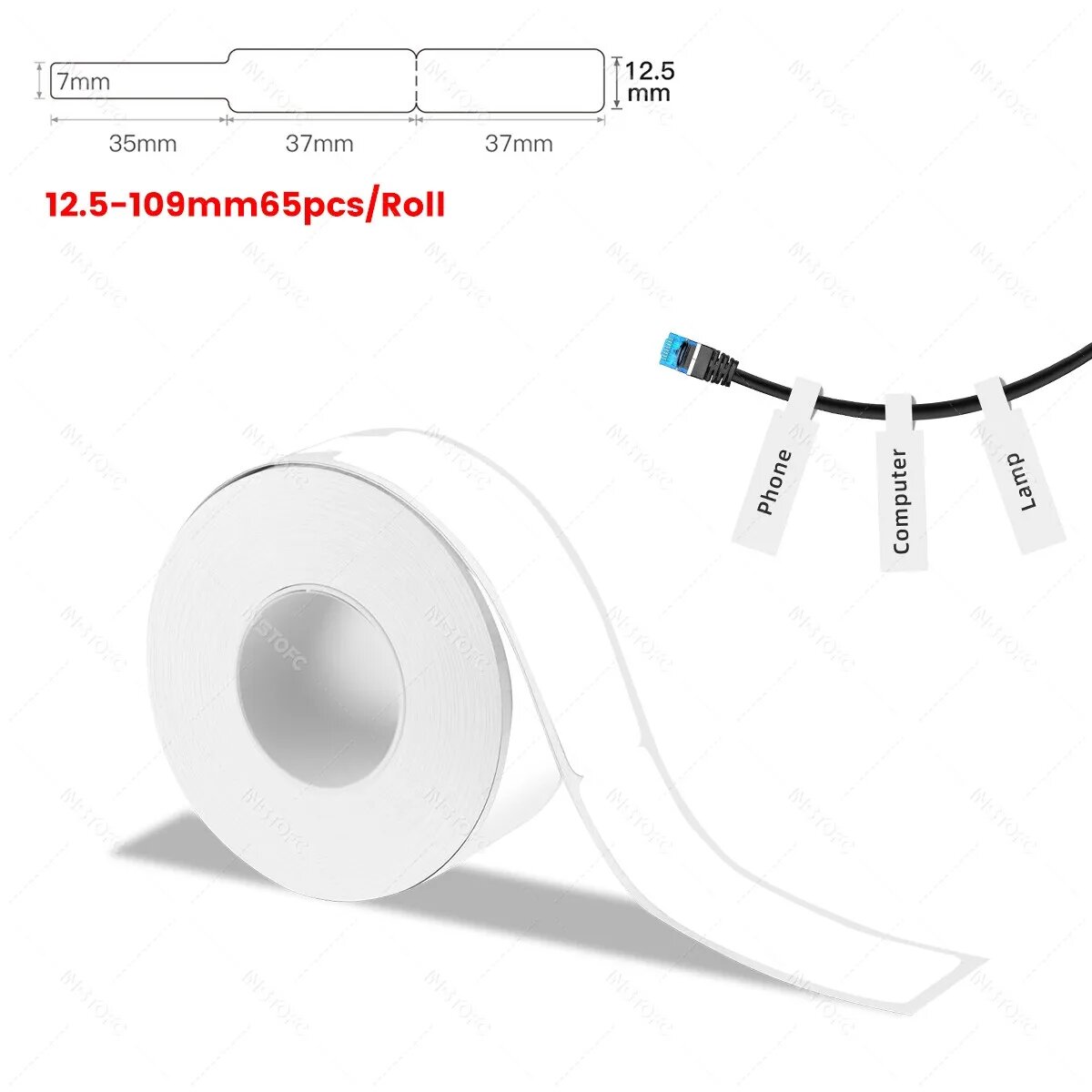Термоэтикетки Marklife P15, цветная лента для кабелей Белый, Cable White