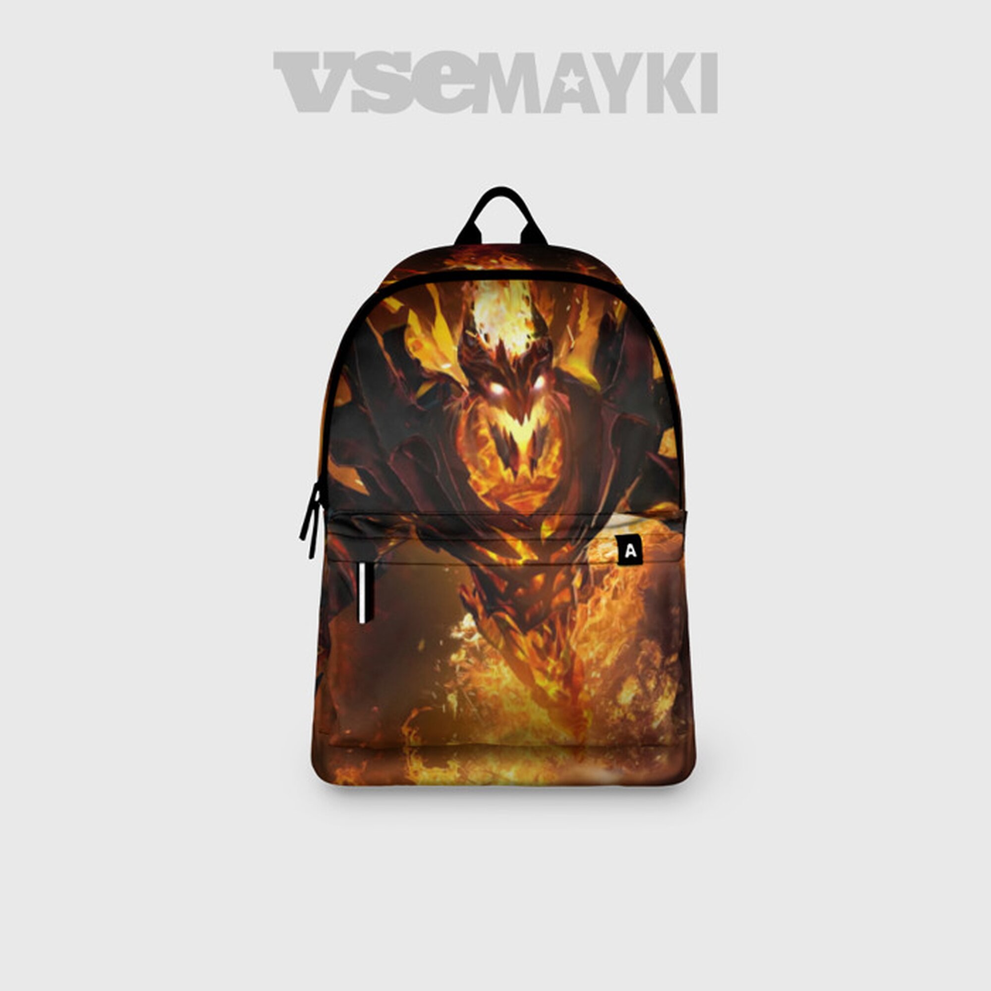 Рюкзак VseMayki с принтом Fire, городской, унисекс, One size, белый