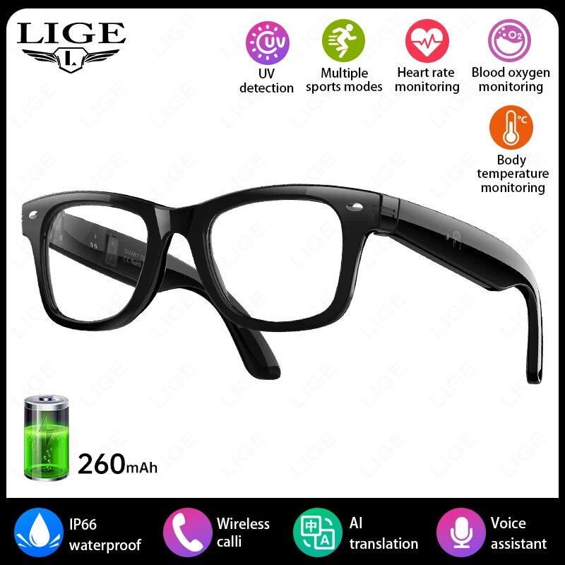 LIGE AI Photography Video Smart Glasses Intelligent Interactive Translation Smart Sunglasses For Google Glasses with camera men