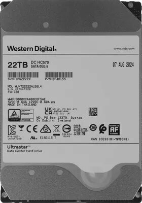 Жесткий диск WD SATA-III 22TB 0F48155 WUH722222ALE6L4 Server Ultrastar DC HC570 512E (7200rpm) 512Mb