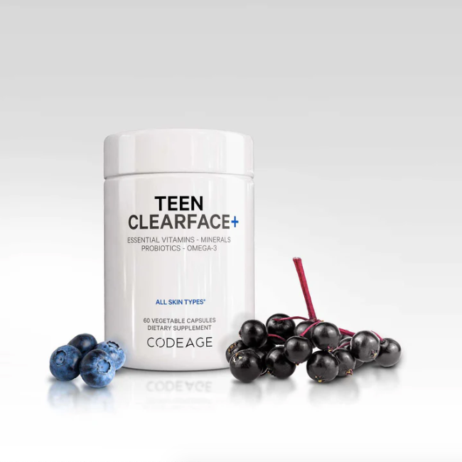 Codeage, Teen Clearface Vitamins, чистота и здоровье кожи, для подростков, 60 капсул