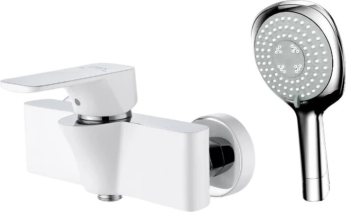 Смеситель для душа D&K Berlin Steinbeis DA1433116 Белые смесители, однорычажные, настенные, латунный, немецкий