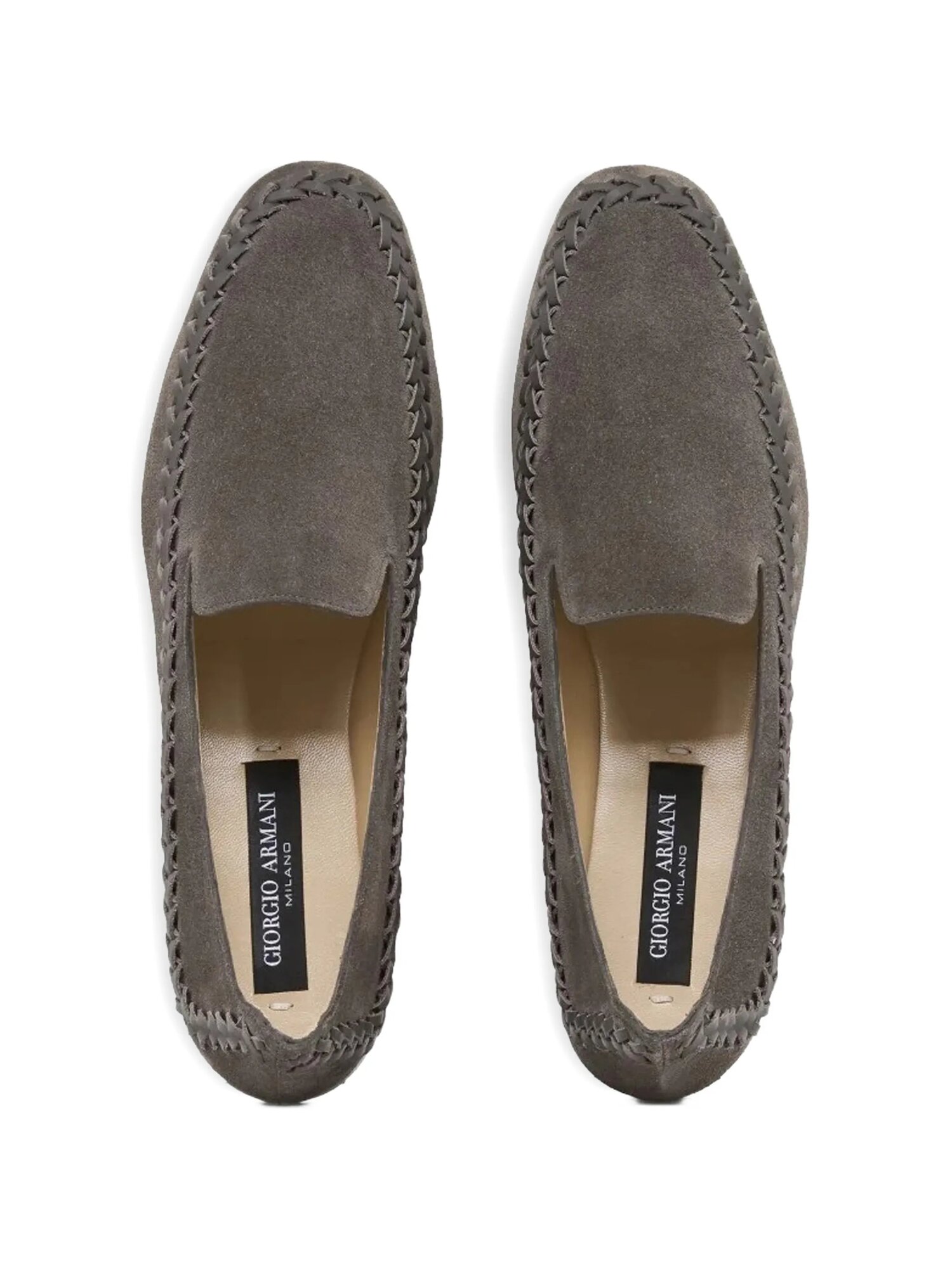 Лоферы GIORGIO ARMANI Slip-on braided loafers, размер 40, серый — фото 1