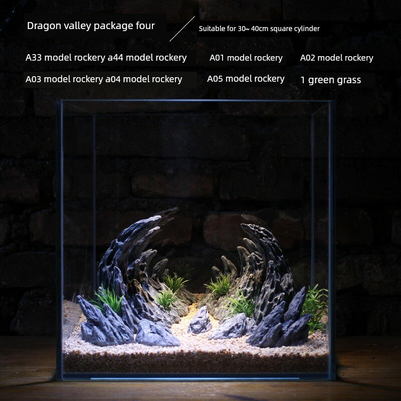 Естественная подделка камня дракона в виде долины для аквариума, набор 4, размер 14-16 см, стиль каньона