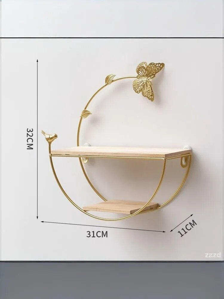 Полка Настенная Прямая, 11х31х32 см, золотая, 1 шт.