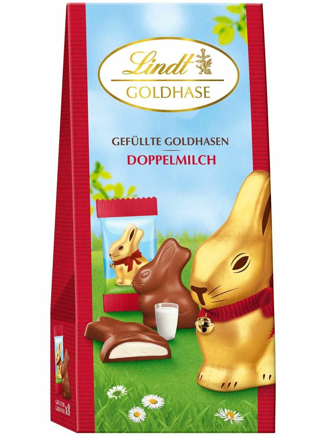 LIndt goldhase маленькие пасхальные кролики из молочного шоколада с начинкой, 8 шт, 80 гр (из Финляндии)
