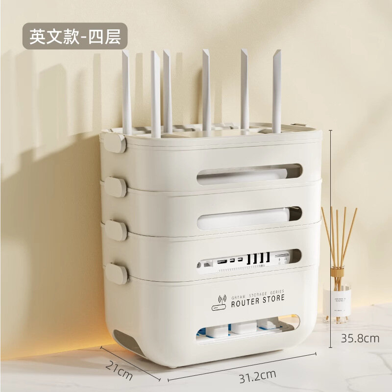 Коробка для хранения WiFi роутера, полка для ТВ-приставки, настольная розетка, органайзер для беспроводного модема и кабелей