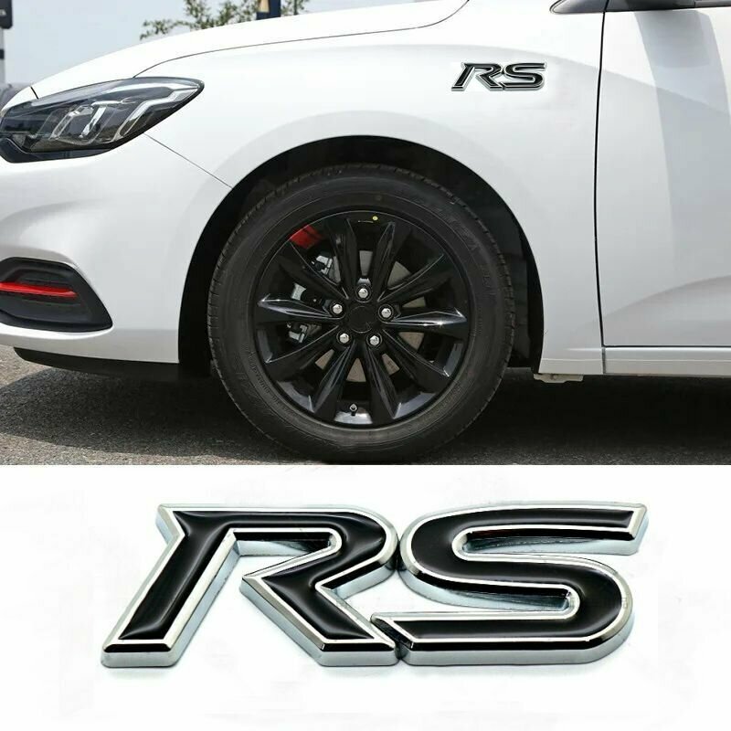 Металлический шильдик с логотипом RS, чёрный