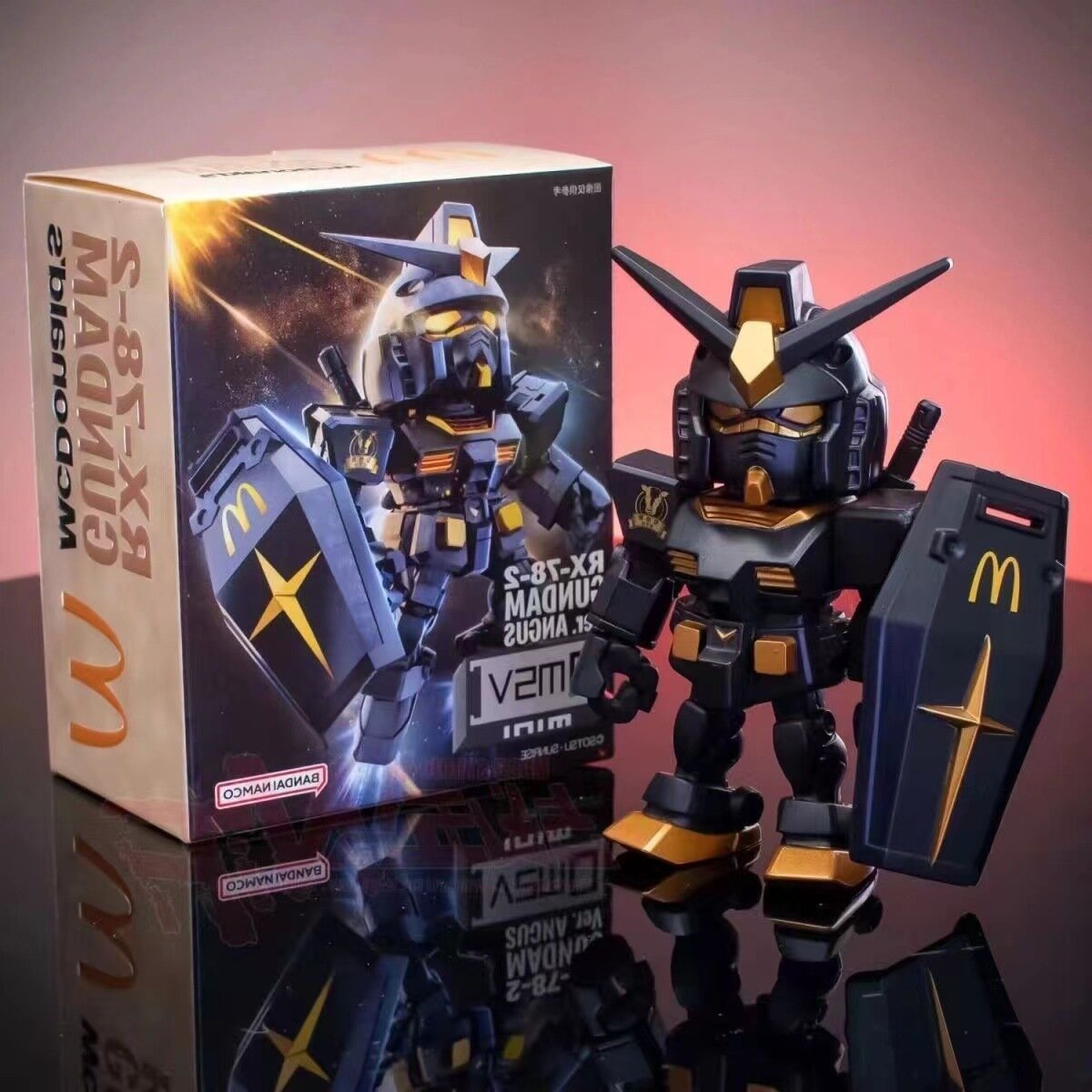 Коллаборация McDonald's, фигурка Gundam, Angus Black Gold, оригинальная коробка для демонстрации, набор игрушек, модель Bandai