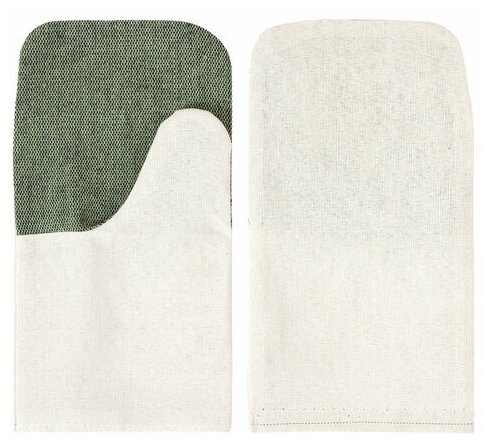 Рукавицы хлопчатобумажные, комплект 5 ПАР, плотность 380 г/м2, брезентовый огнеупорный наладонник, лайма