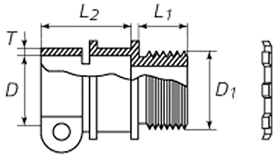 Муфты вводные Fortisflex для металлорукава и трубы с крепежным хомутом ВТ(Х) 32 (61388) (1 шт)