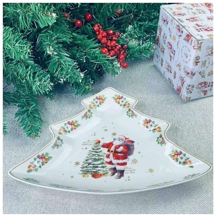 Блюдо Елка 22х16 см новогодний Фарфор 205-287 118-205-287