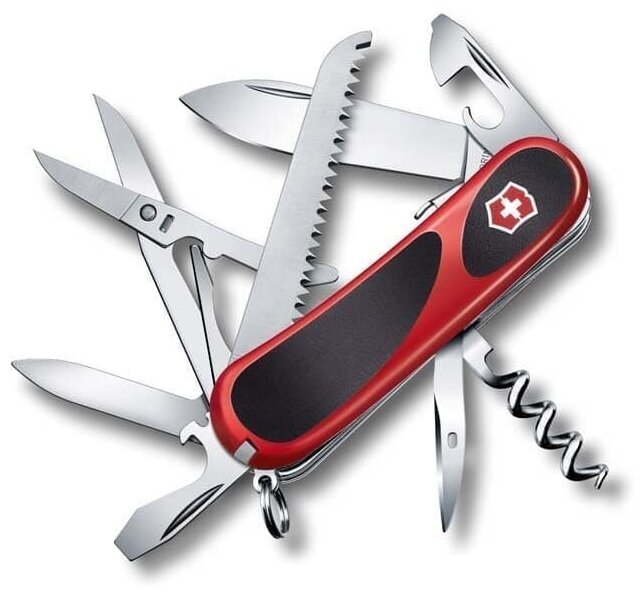 Нож перочинный VICTORINOX Evolution S17, 85 мм, 15 функций, с фиксатором лезвия, красный с чёрным