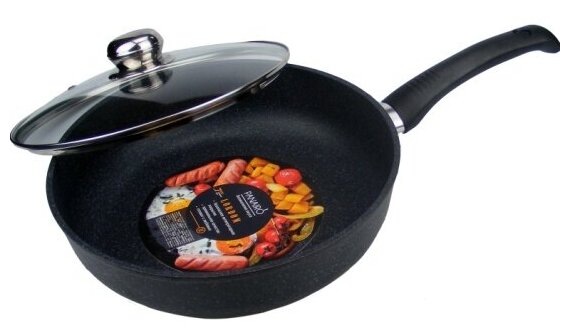 Сковорода глубокая с крышкой Panairo "Lordom", литой алюминий, 26 см