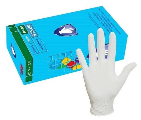 Нитриловые перчатки одноразовые Nitrile белые размер XL 90 шт