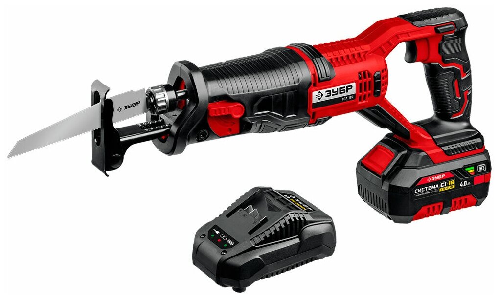 Пила сабельная Зубр СПЛ-185-41 18В, 1 АКБ (4Ач), в коробке