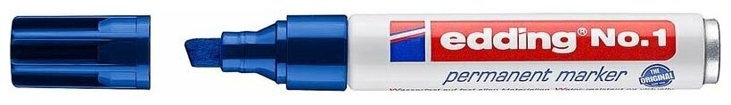 Маркер перманентный edding No.1, заправляемый, скошенный наконечник, 1-5 мм Синий