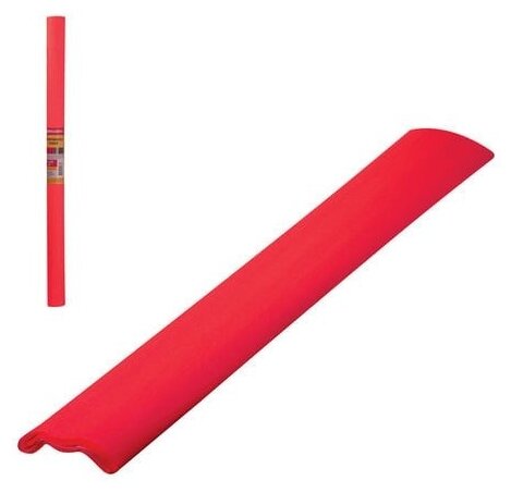 Brauberg Цветная бумага крепированная флуоресцентная, растяжение до 25%, рулон, красная