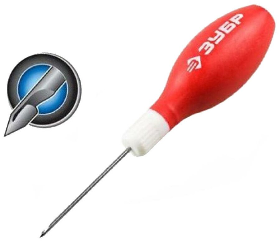 Шило ЗУБР мастер сапожное, эргономичная обрезиненная рукоятка, длина 60мм, d 2мм {09570-2}