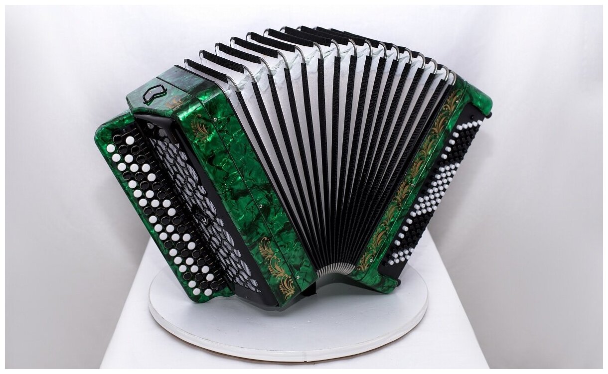 BN-39-GR Баян ученический двухголосный "Тула-210", 55х100-II, зеленый, Тульская Гармонь