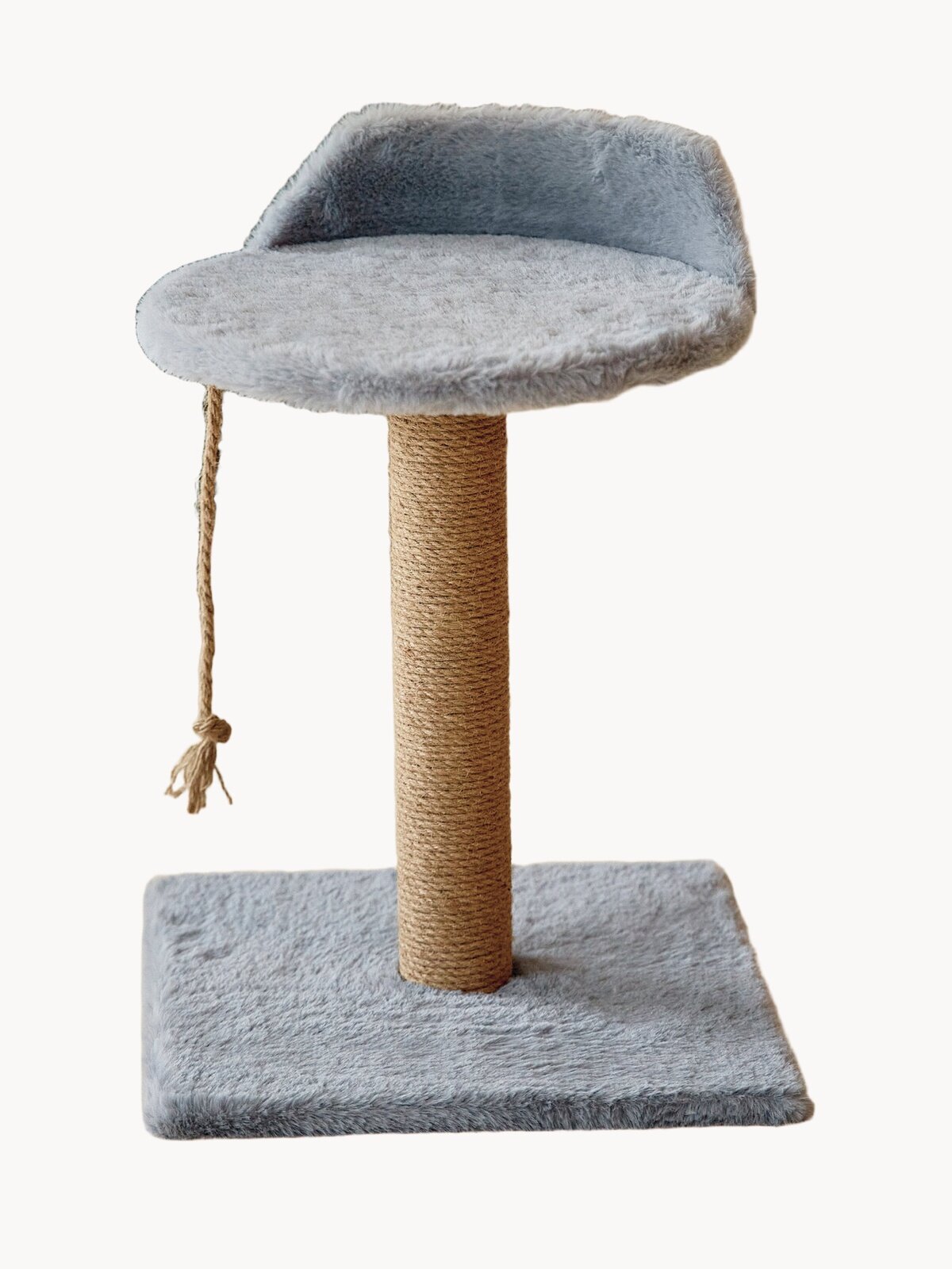 Когтеточка-столбик с удобной лежанкой и игрушкой джутовая пушок