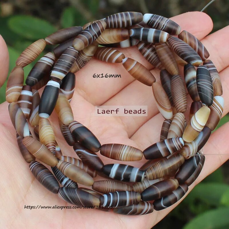 Овальные бусины из ботсванского агата Laerf Beads Matte 6x16mm 24pcs