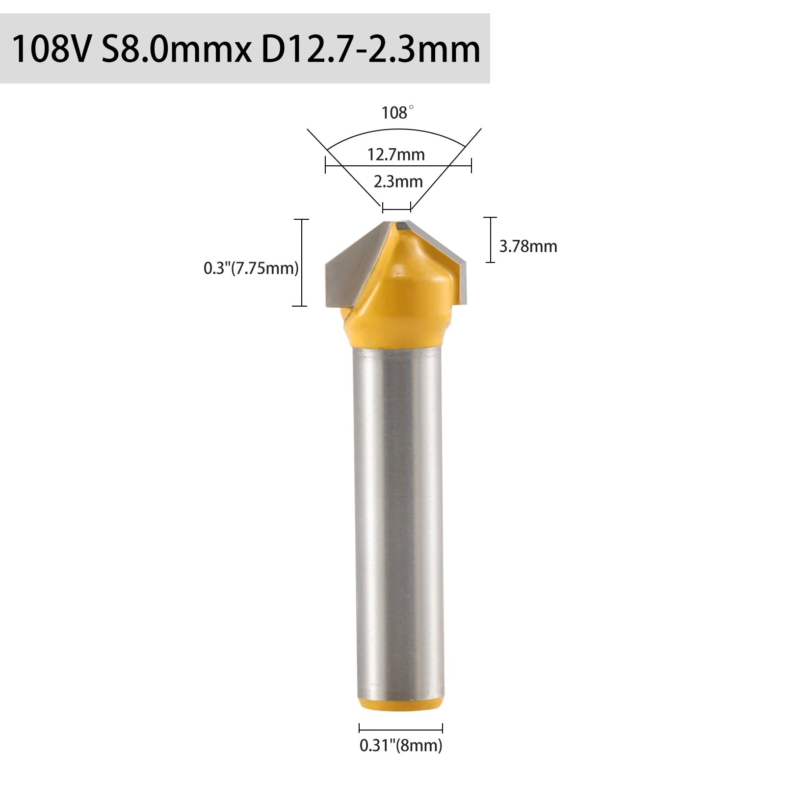 HOZLY V-образная фреза для фаски 5 шт. 108V-S8.0x12.7x2.3