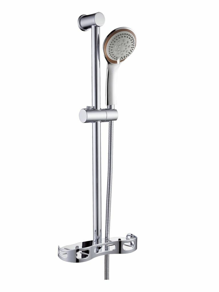 Душевой гарнитур Potato P9017 штанга, шланг, лейка, мыльница, хром