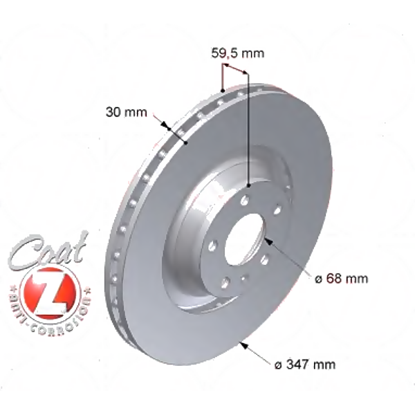 ZIMMERMANN 100.3319.20 (4F0615301F / 4F0615301G) диск торм Audi (Ауди) a6 2.0-4.2 04- пер вент 347x30 (цо 68