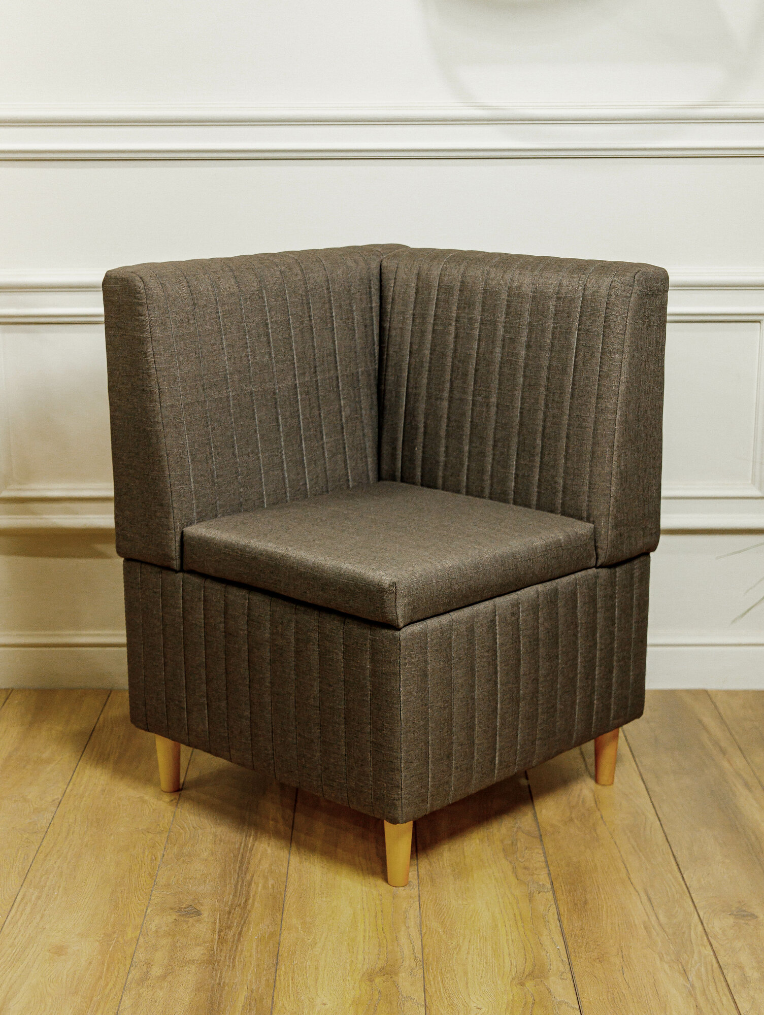 Мини диванный уголок "Сатурн", коричневая рогожка, модульный, с ящиком для белья