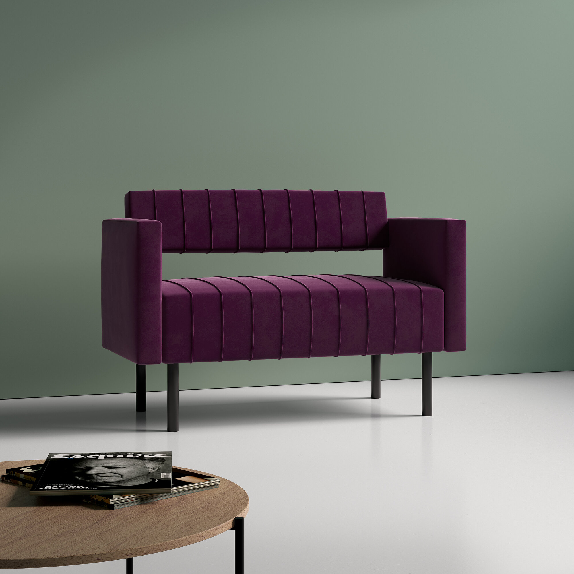 Диван RAIN, на кухню, в холл, в студию, 116 см, антивандальный велюр, фиолетовый