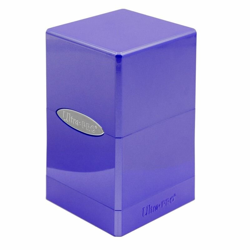 Коробочка Ultra PRO Hi-Gloss Satin Tower Purple с отделением для кубиков 100+ карт - для K-Pop, MTG, Pokemon