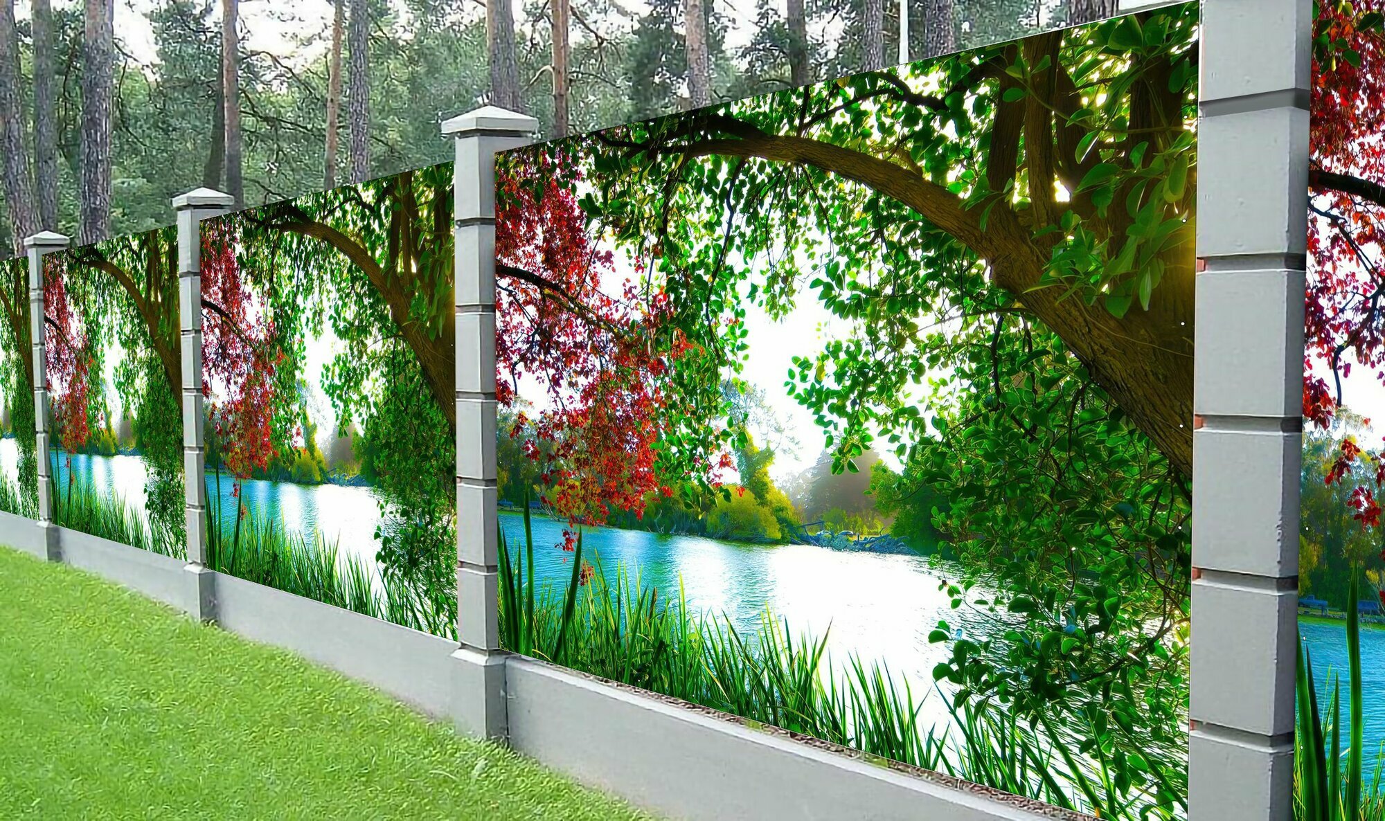 Фотосетка для забора, фасада Фотофасад с люверсами 3 х 2,4 м