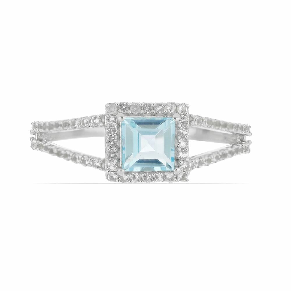 Кольцо тонкое, серебро, 925 проба, родирование, топаз