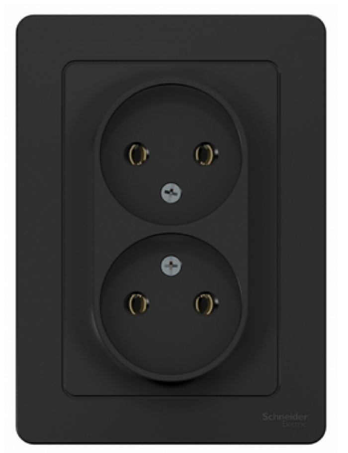 Розетка силовая штепсельная Systeme Electric / Систем Электрик Blanca двухместная, 16А 250В IP20 антрацит СУ без заземляющих контактов, BLNRS000026 / электрооборудование