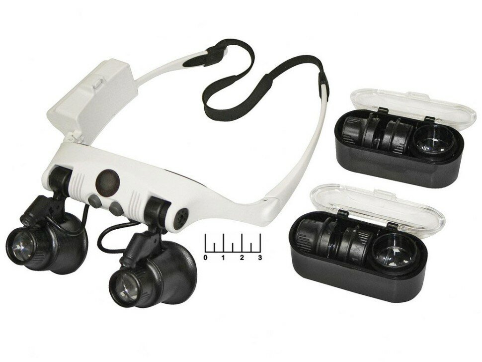 Лупа часовая 5*/10*/20*/25* (наглазник) с подсветкой №9892G-3A на оправе