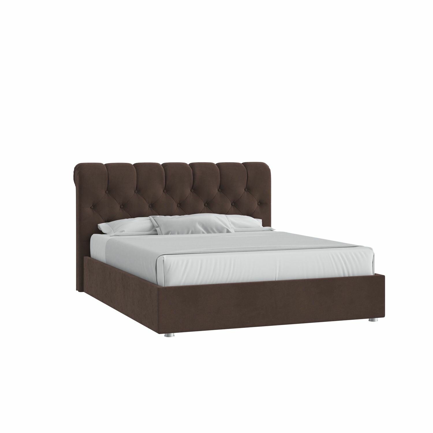 Кровать "Элис" с пуговицами, ткань микровелюр Инфинити шоколад