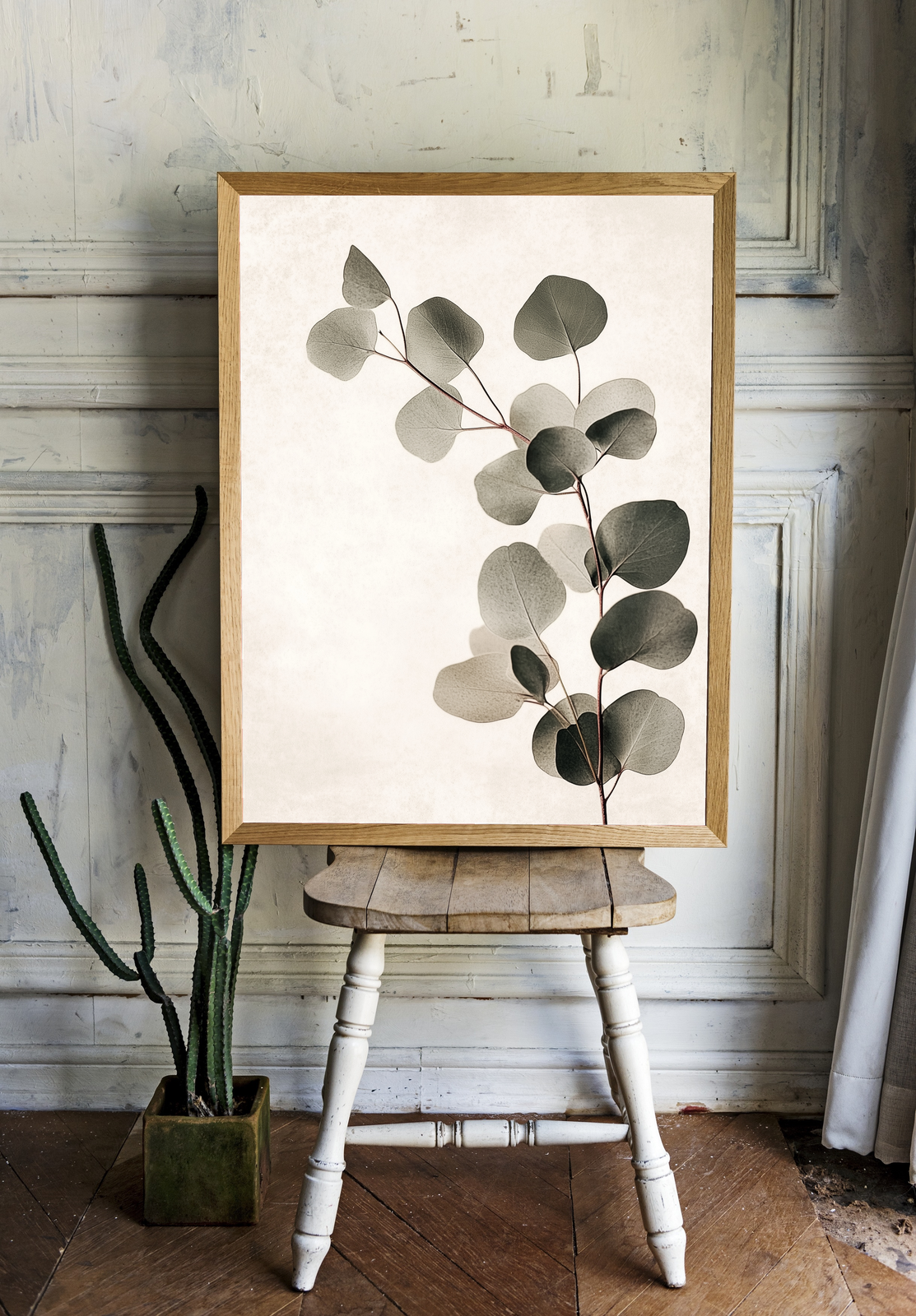 Постер "Ветвь эвкалипта в минималистичном стиле" 40x50 см в подарочном тубусе