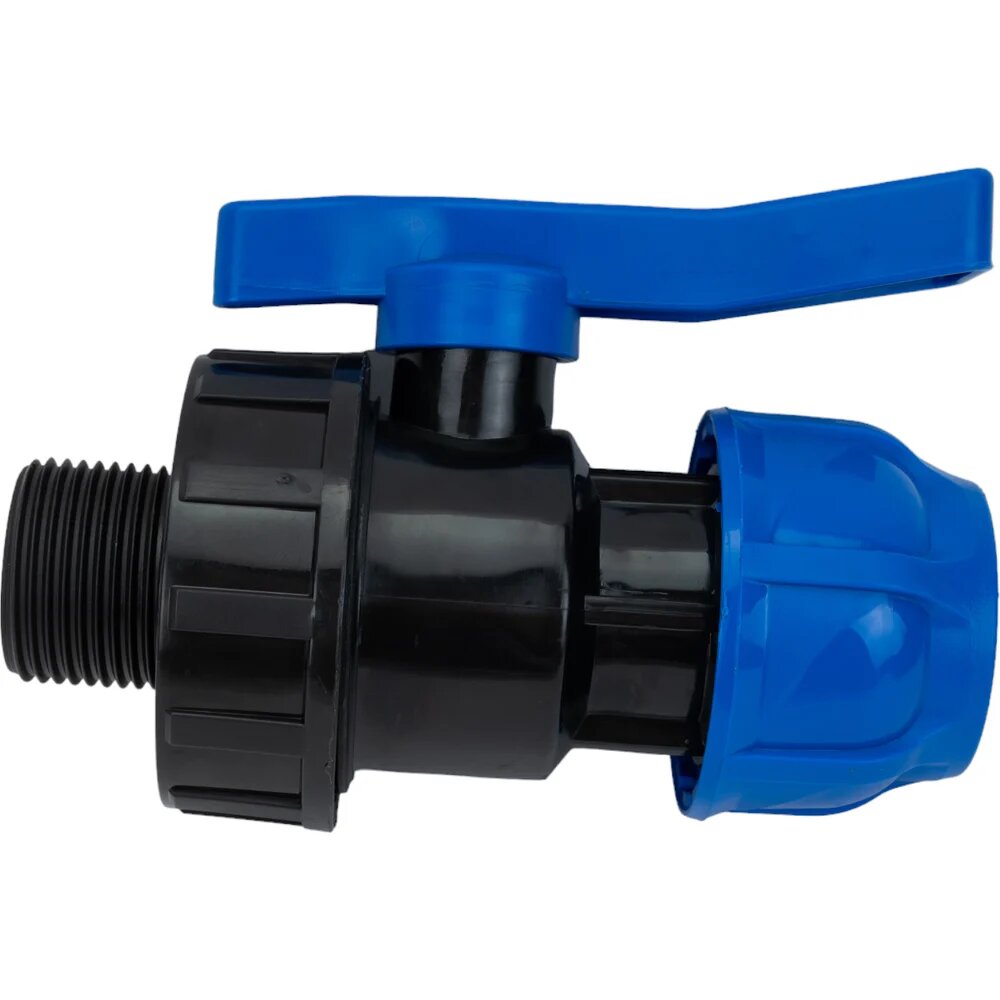 Шаровой компрессионный кран TEBO ПНД 32x1" нар. резьба T-ПНД. Кш.5.32-1. CN