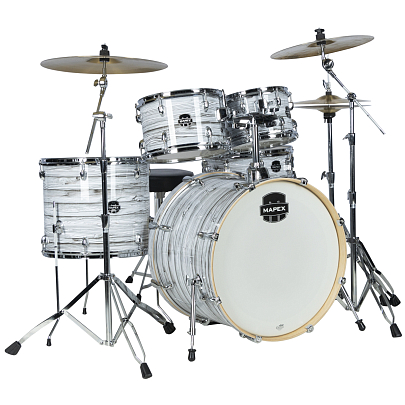 Mapex LTVE5295FTCFI Ударная установка из 5-ти барабанов, Venus series, BD2216, TT1007, TT1208, FT1614, SN1450, TH652, педаль P410, стойки: S400, H410, B400*2, стул T400, тарелки 14"HIHAT + 16"CRASH + 18"CRASH RIDE, цвет White Marblewood