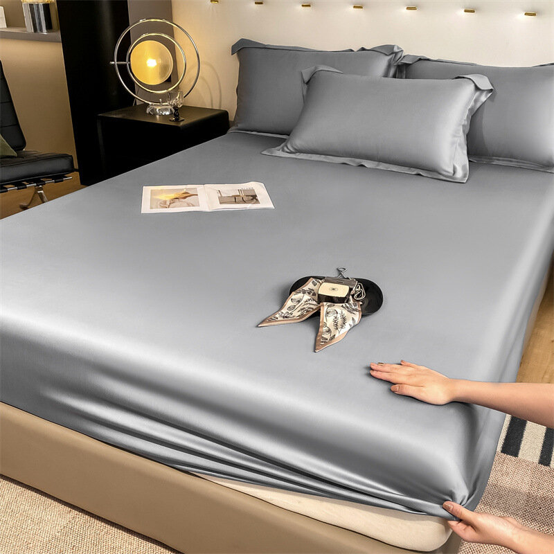 Простыня, тенсел, 245x245 см, сине-серая