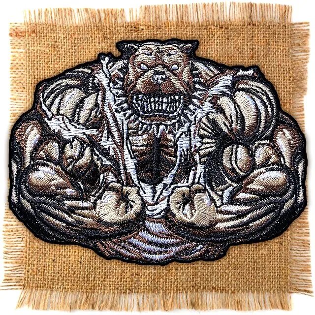 Нашивка на одежду шеврон на клеевой основе собака качок 8,6х6,4см (№75)