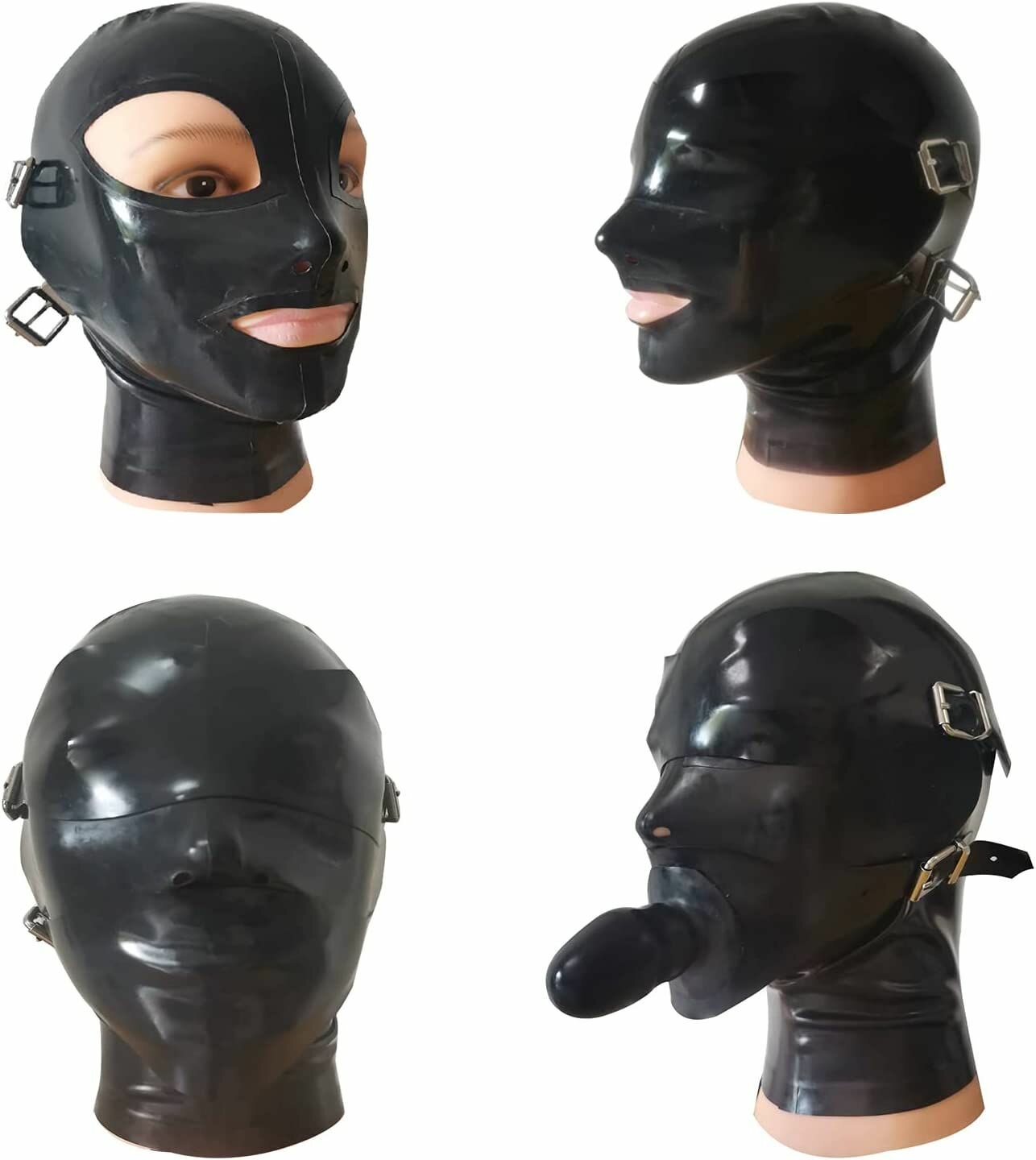 Маска БДСМ 100% Латексная Резиновая SM Фетиш Дилдо Пенис Заглушка, XL, черный