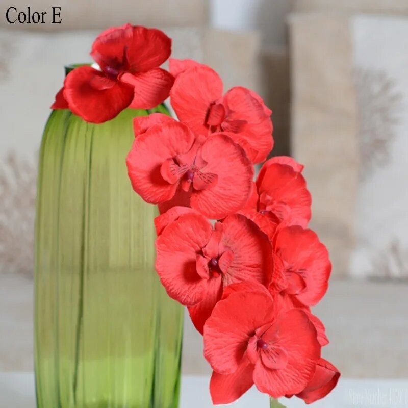 Искусственная бабочка орхидея шелк пластик Красный, E