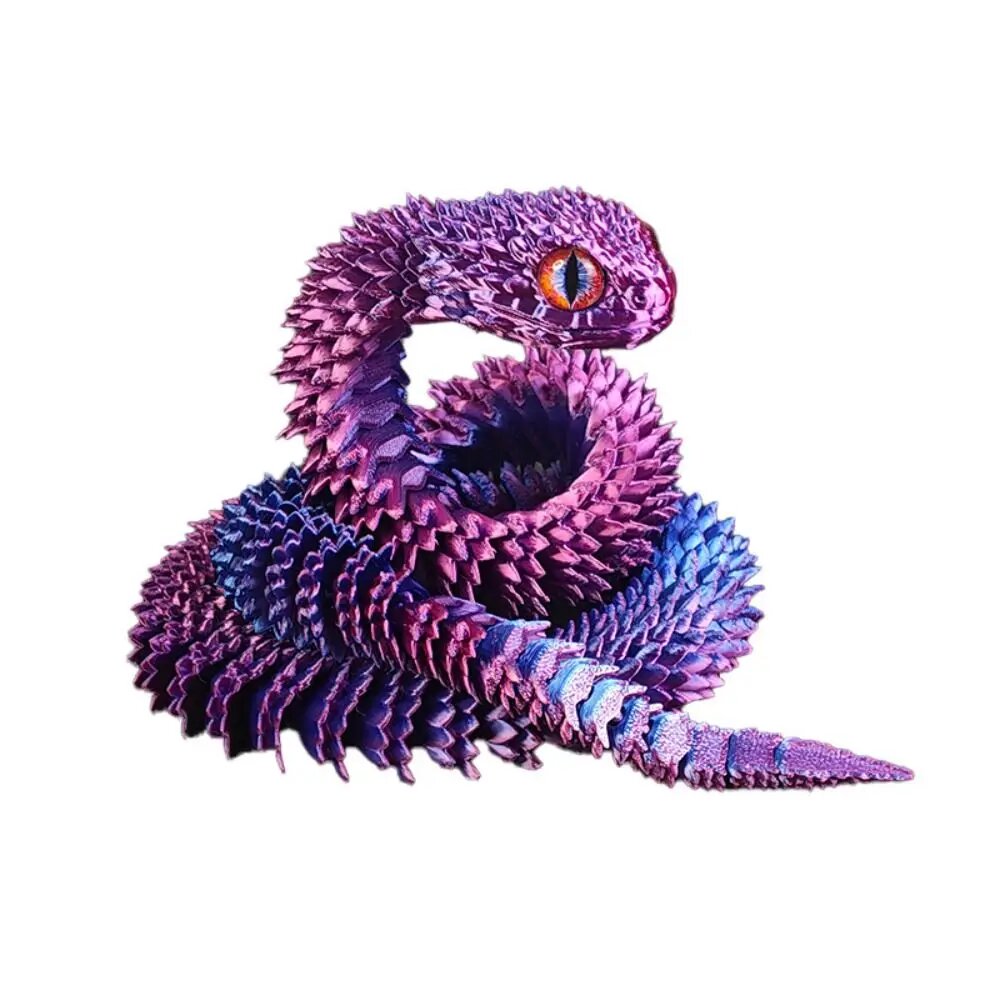 3D-печатная змея из пластика 30 см Фиолетовый, Gradient Blue Purple